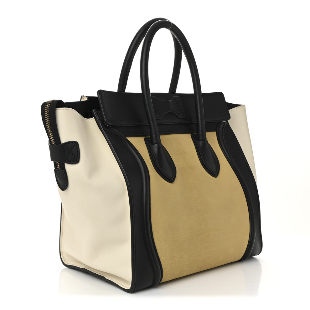 Celine Velluto Calfskin Mini Tri-Color Luggage Vanilla 1768378 ...
