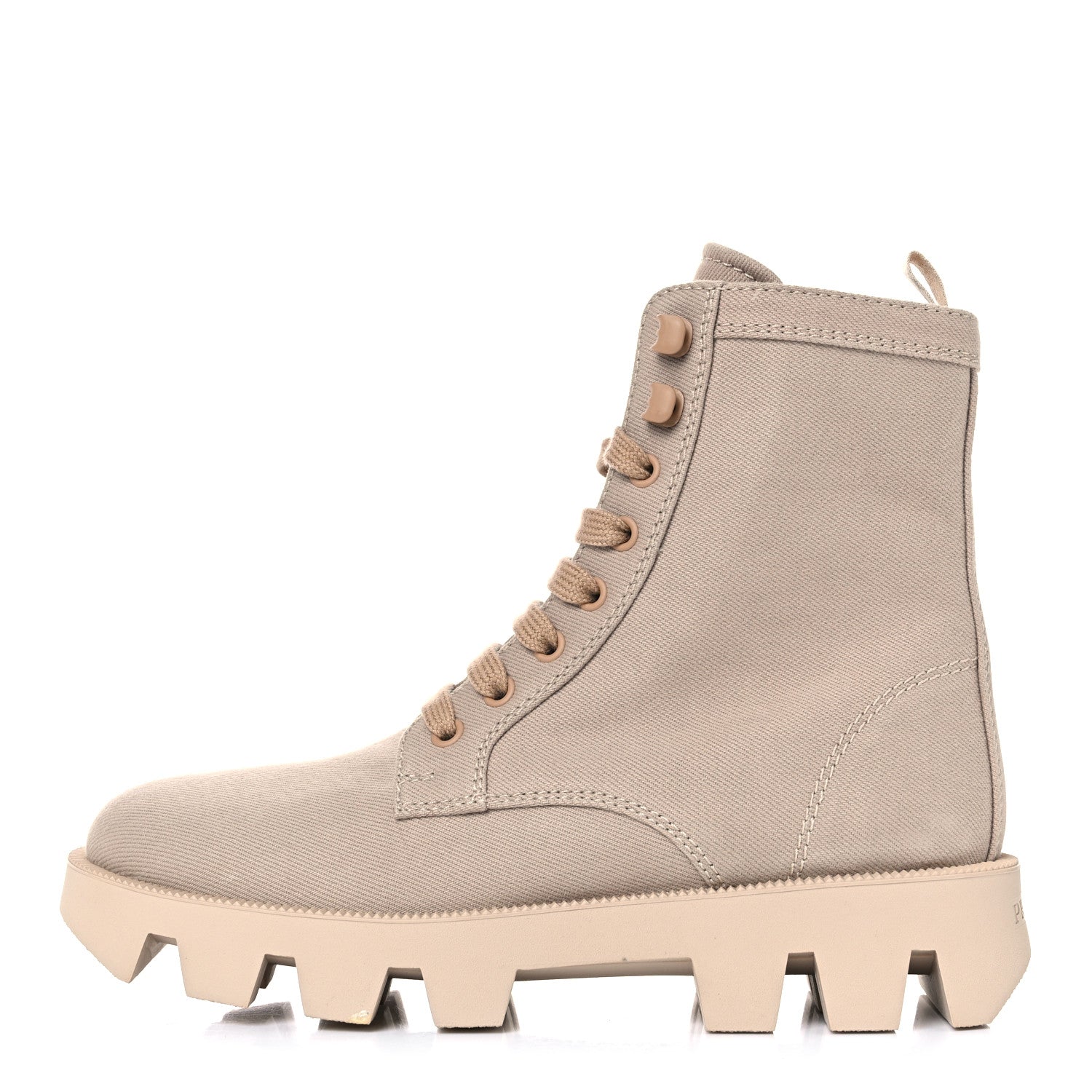 Prada Washed Denim Rocksand 45mm Combat Boots 36.5 Corda 1067986 ...