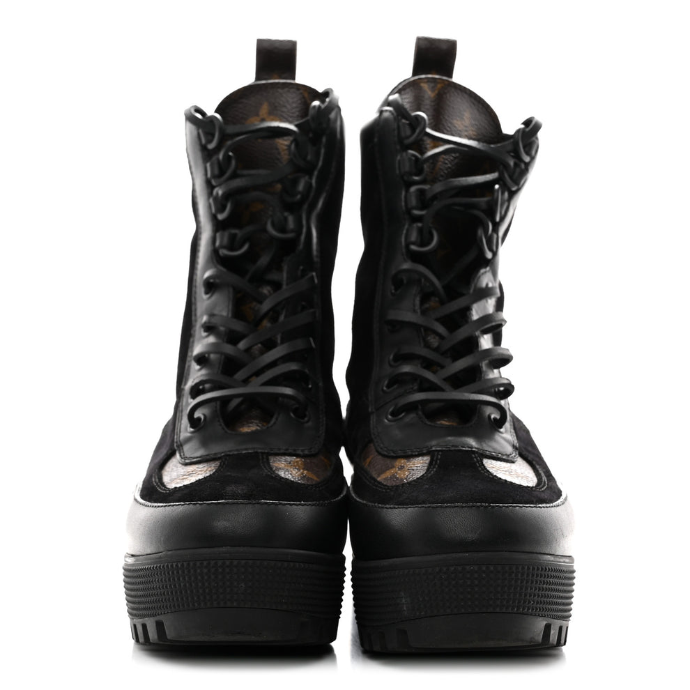 Louis Vuitton Suede Calfskin Monogram Laureate Platform Desert Boots 38 ...