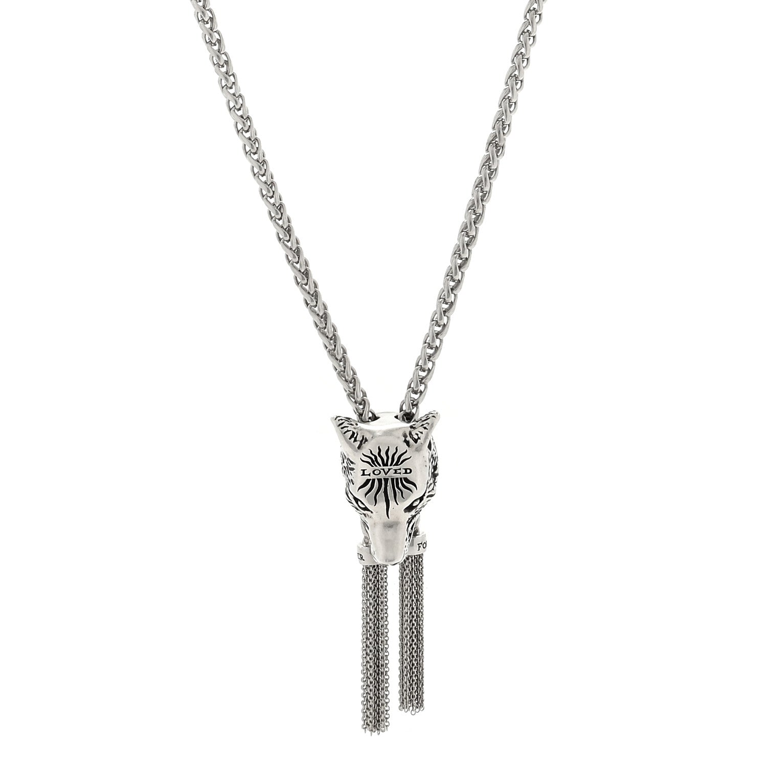 Gucci Sterling Silver Anger Forest Wolf Lariat Necklace 1402865 ...