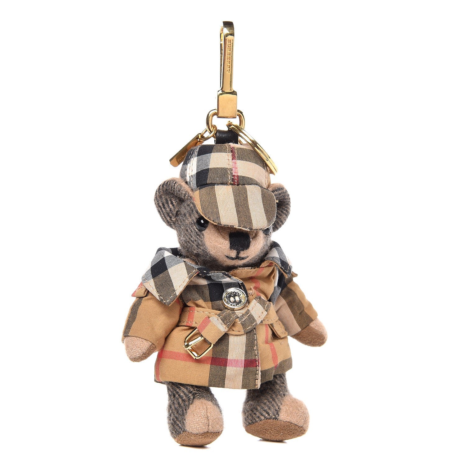 Burberry Thomas Check Trench Teddy Bear Keychain Charm Camel 296219 ...