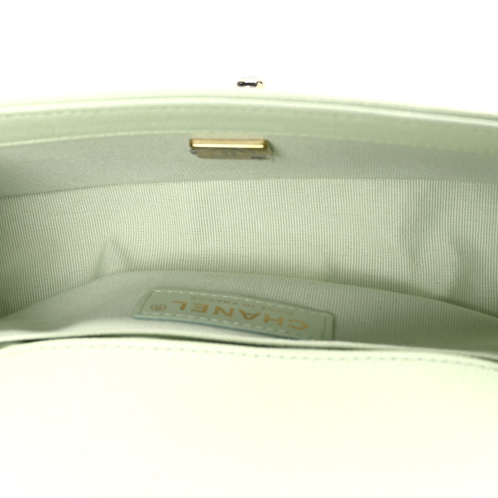 Chanel Caviar Chevron Quilted Small Boy Flap Light Green 1798786 ...