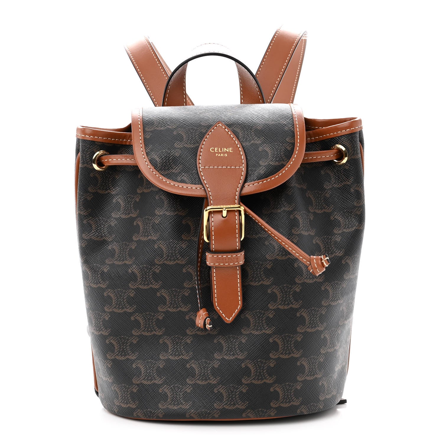 Celine Triomphe Canvas Calfskin Mini Folco Backpack Tan 1258568 ...