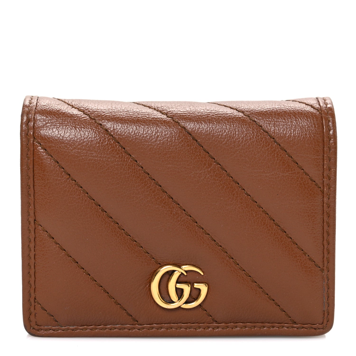 Gucci Azalea Calfskin Matelasse Diagonal GG Marmont Card Case Wallet ...