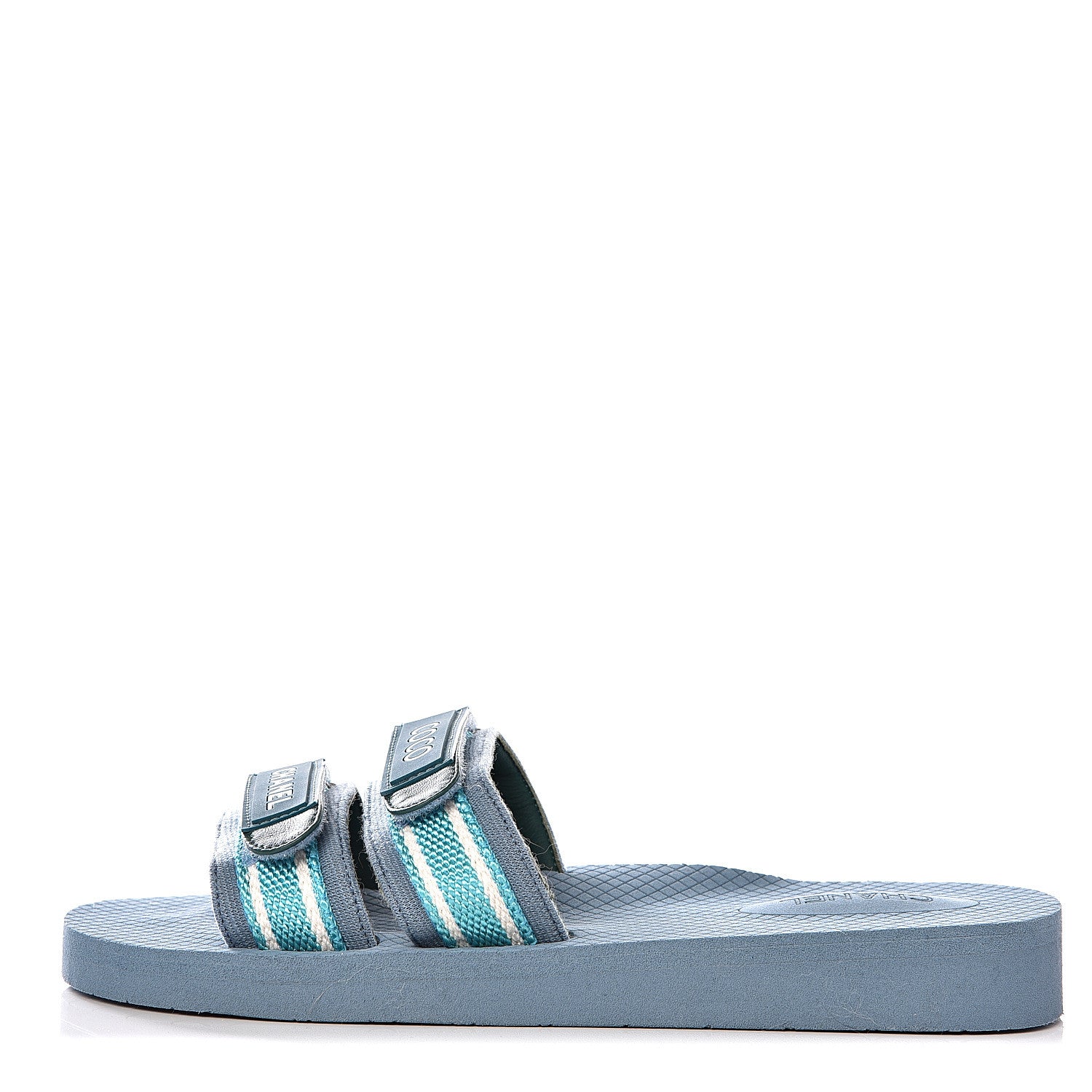 Chanel Fabric Rubber Coco Slides 38 Blue 546183 – FASHIONPHILE