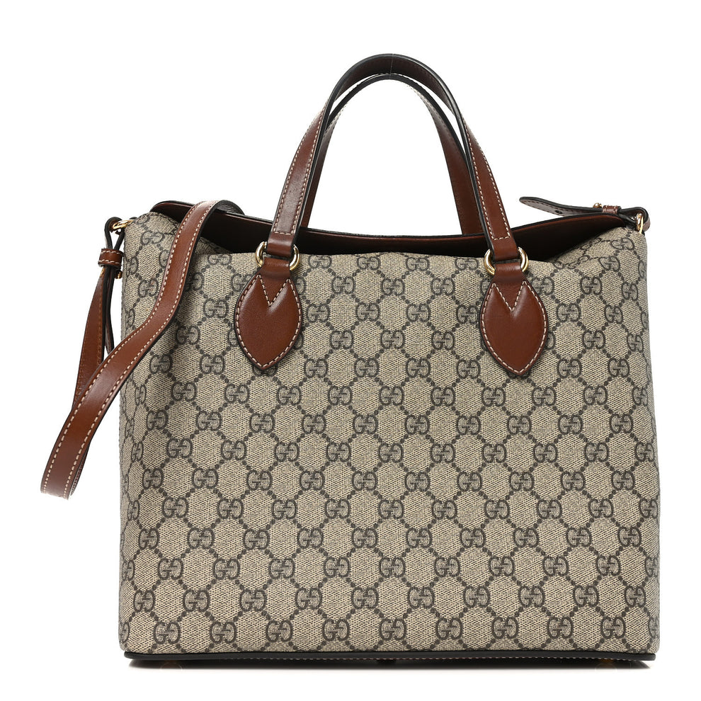 Gucci GG Supreme Monogram Linea A Foldover Tote Brown 1885115 ...