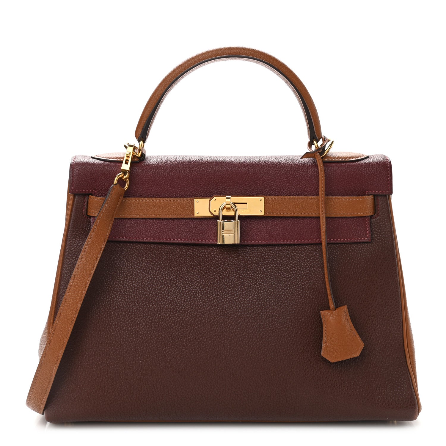 Hermes Togo Tri-Color Kelly Retourne 32 Rouge H Gold Havane 957861 ...