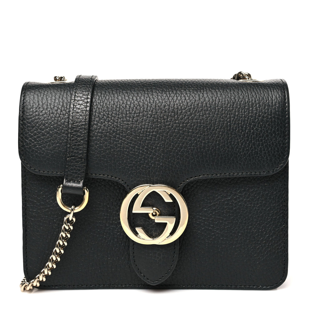 Gucci Dollar Calfskin Small Interlocking G Shoulder Bag Black 1850203 ...