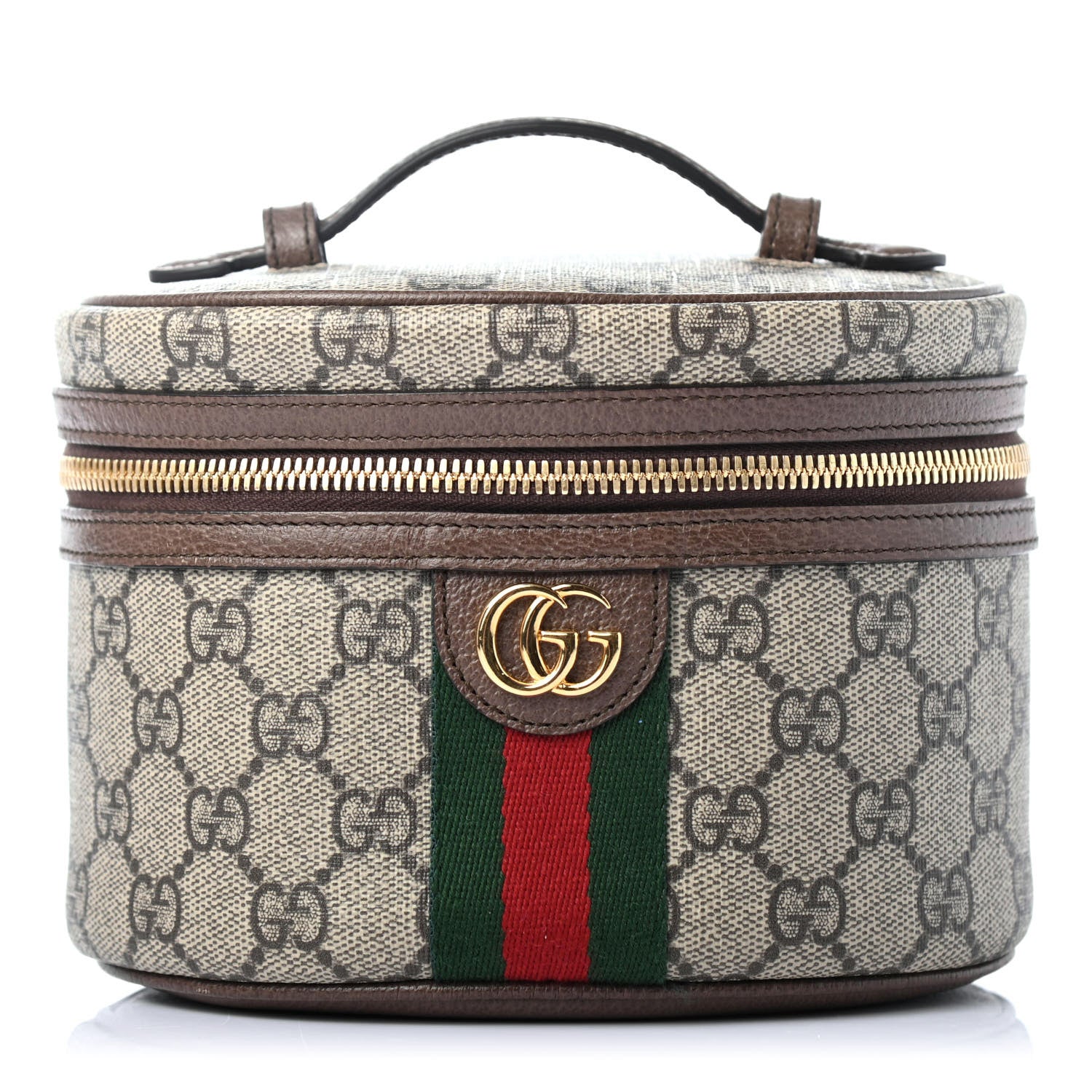 Gucci GG Supreme Monogram Textured Calfskin Web Ophidia Vanity Cosmetic ...