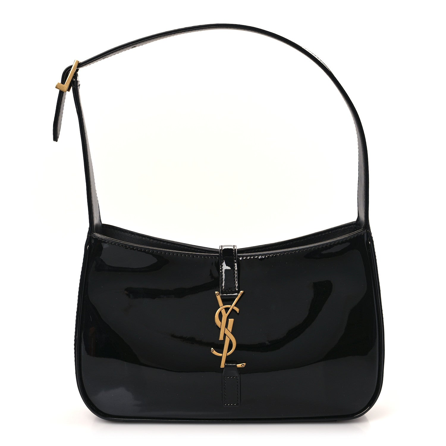 Saint Laurent Patent Le 5 A 7 Hobo Black 1322381 – FASHIONPHILE