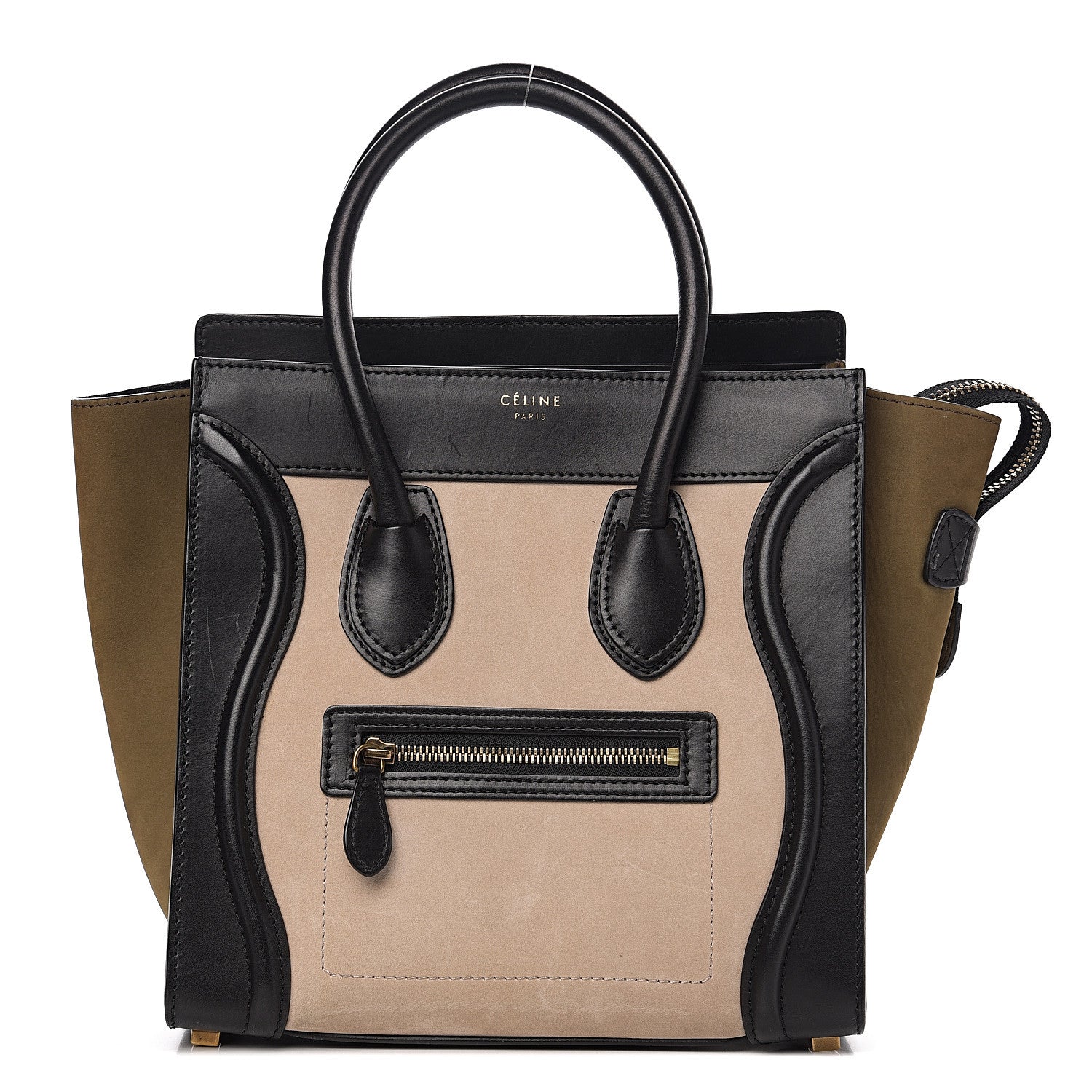 Celine Nubuck Smooth Calfskin Micro Tri-Color Luggage Olive 547239 ...