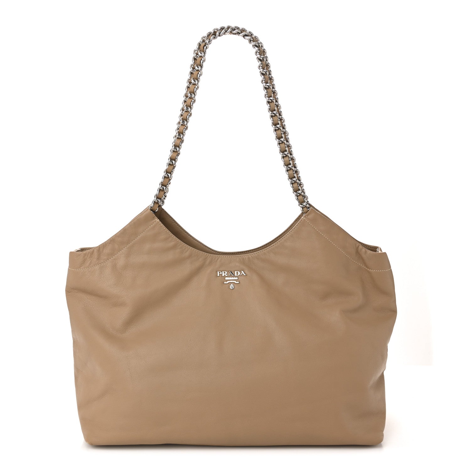 Prada Soft Calf Chain Tote Sughero 1771758 – FASHIONPHILE