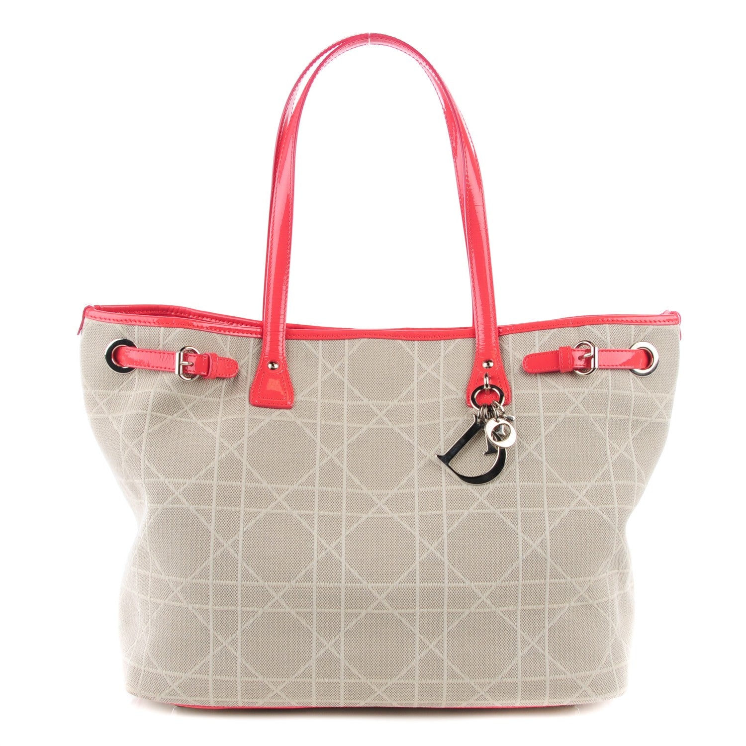 Christian Dior Canvas Cannage Medium Panarea Tote Beige Pink 114714 ...