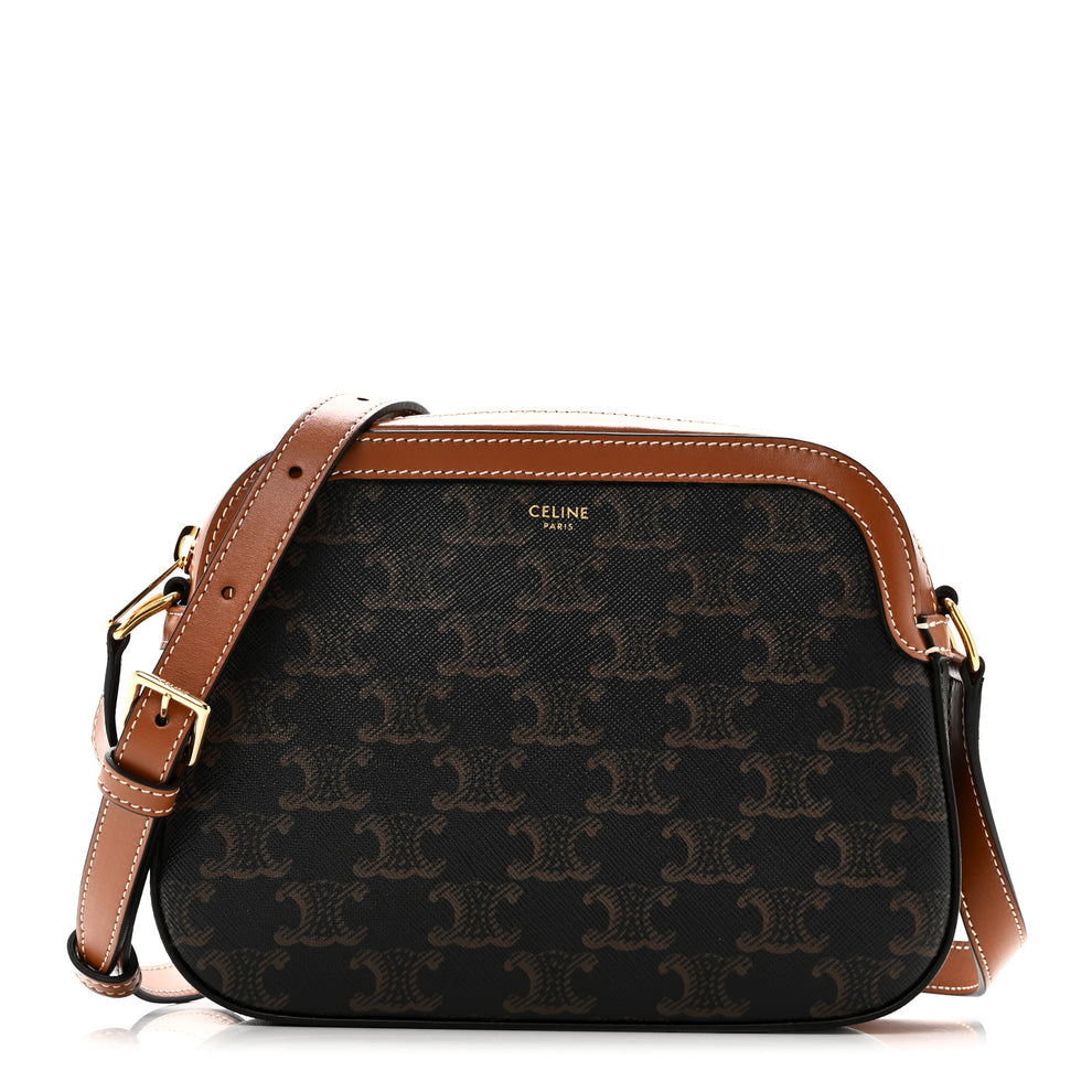 Celine Triomphe Canvas Small Camera Bag Tan 1800277 – FASHIONPHILE