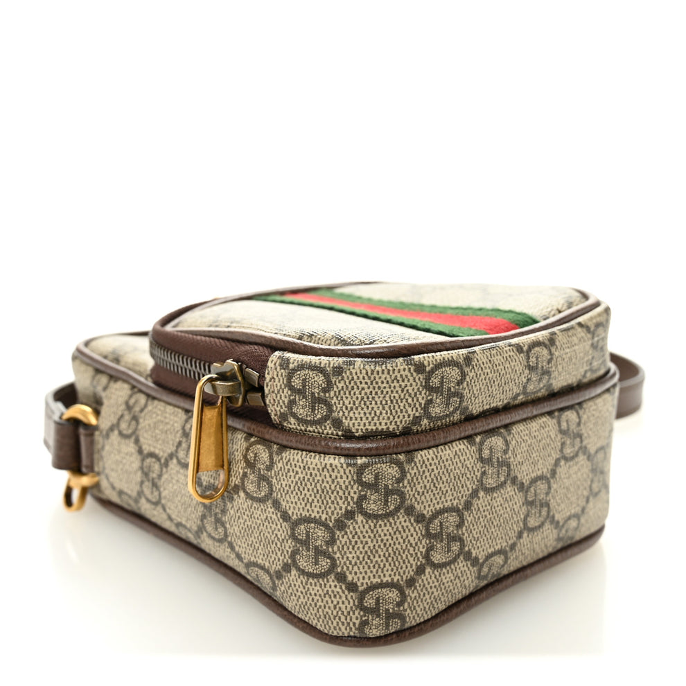 Gucci GG Supreme Monogram Web Mini Ophidia Double Zip Messenger Bag ...