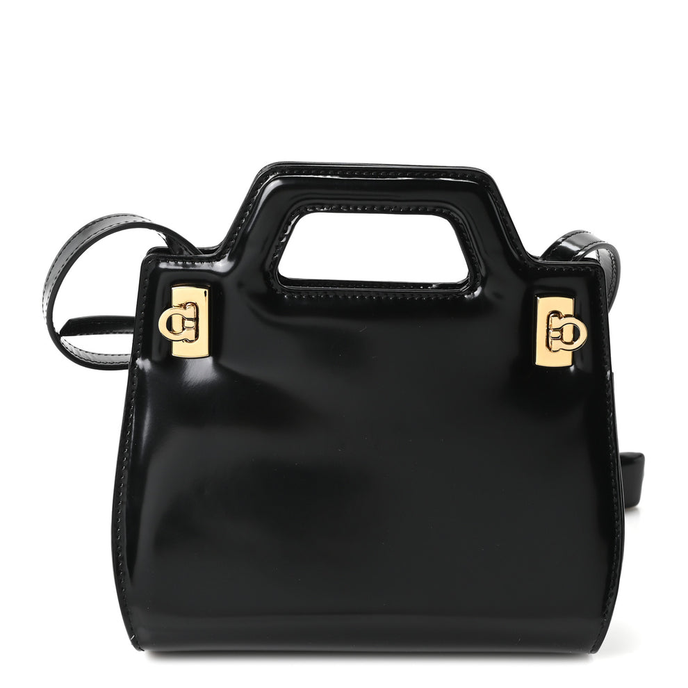 Salvatore Ferragamo Brushed Calfskin Mini Wanda Top Handle Bag Black ...