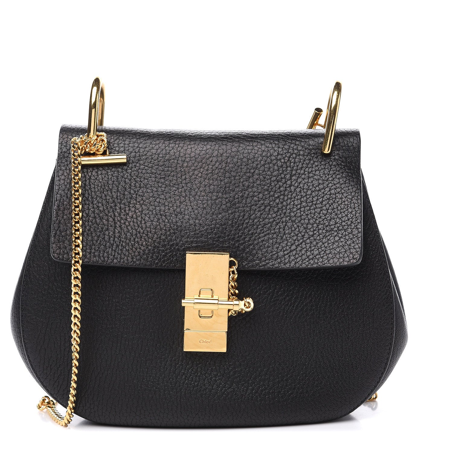 Chloe Grained Lambskin Mini Drew Shoulder Bag Black 560526 – FASHIONPHILE