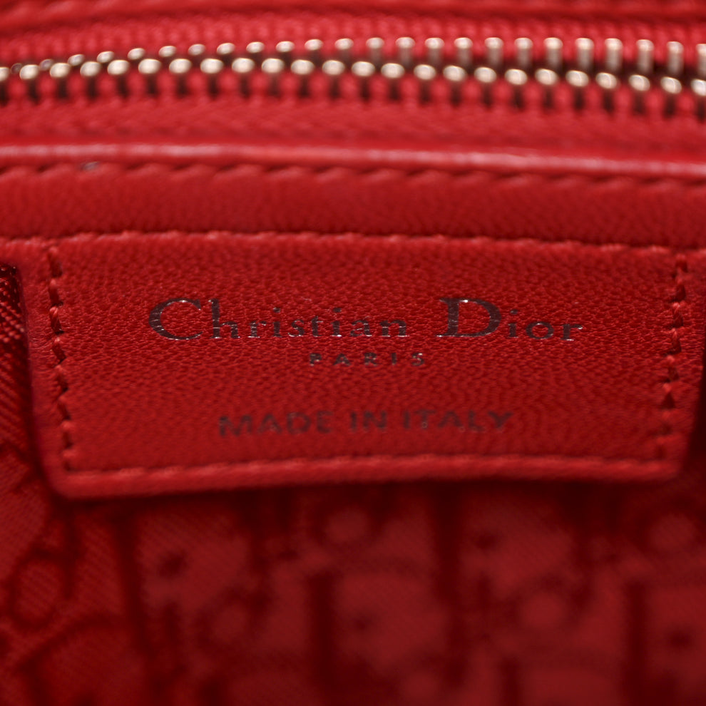 Christian Dior Lambskin Cannage Medium Lady Dior Red 1795921 – FASHIONPHILE