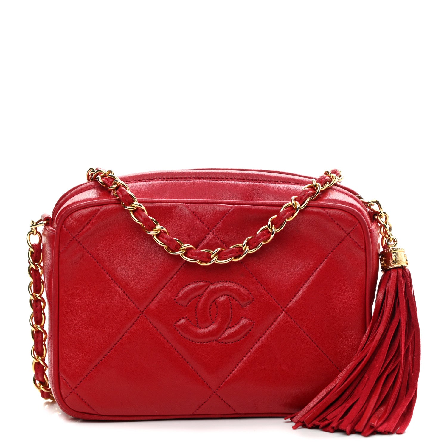 Chanel Lambskin Quilted Tassel CC Camera Case Red 1133958 – FASHIONPHILE