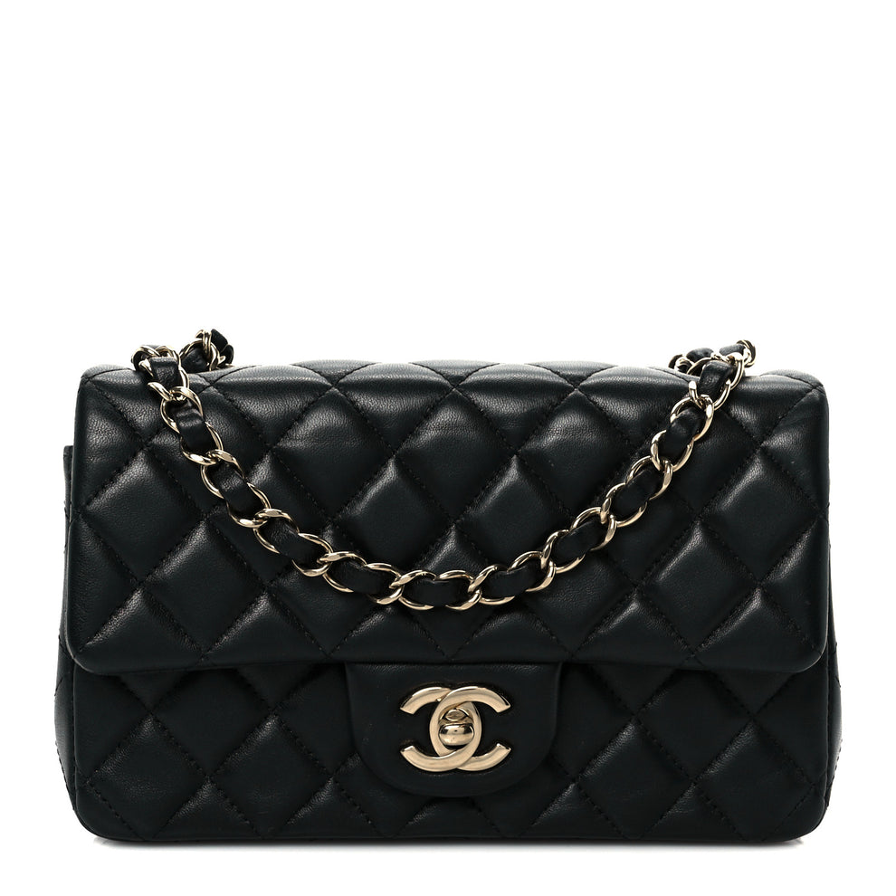 Chanel Lambskin Quilted Mini Rectangular Flap Black 1784458 – FASHIONPHILE
