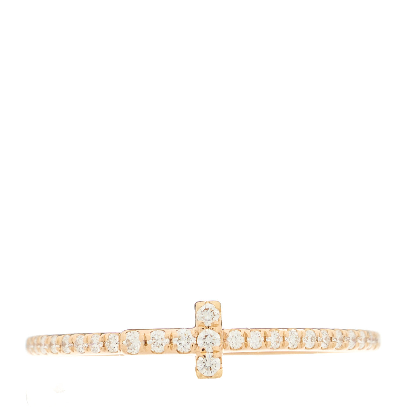 Tiffany 18K Rose Gold Diamond T Wire Pave Ring 59 8.5 1547248 ...
