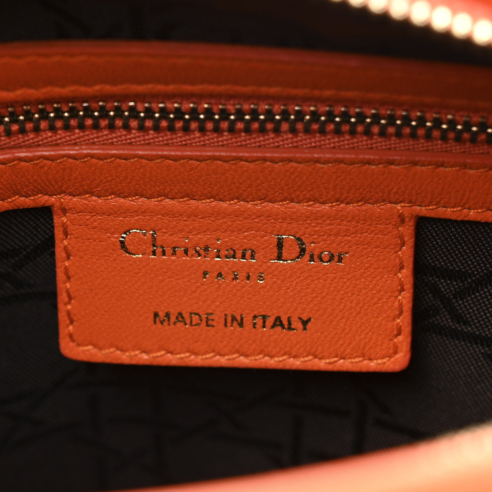 Christian Dior Lambskin Cannage Medium Lady Dior Orange 1757944 ...