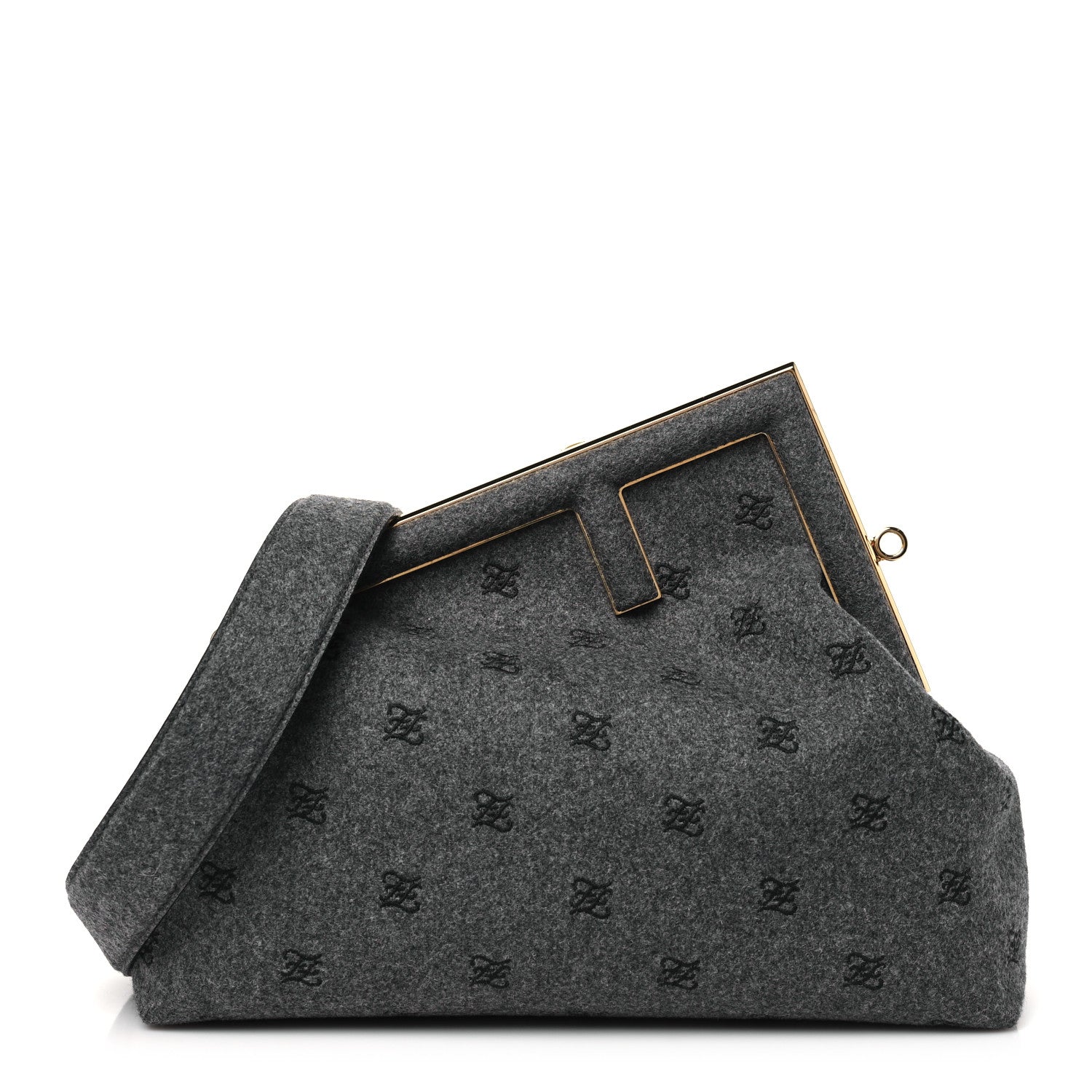 Fendi Flannel Karligraphy Embroidered Medium Fendi First Grey 1593377 ...
