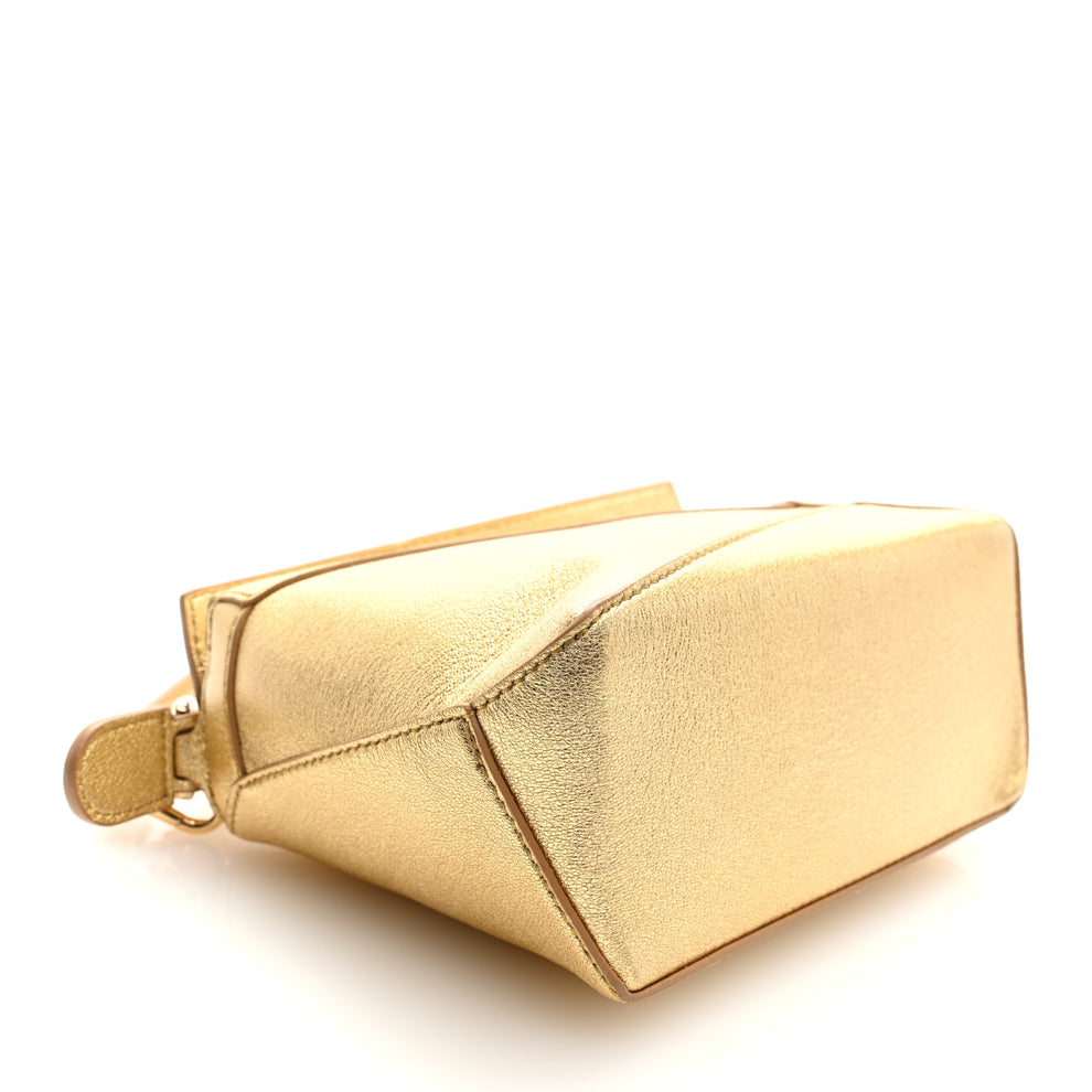 Loewe Laminated Lambskin Mini Puzzle Edge Bag Gold 1792038 – FASHIONPHILE