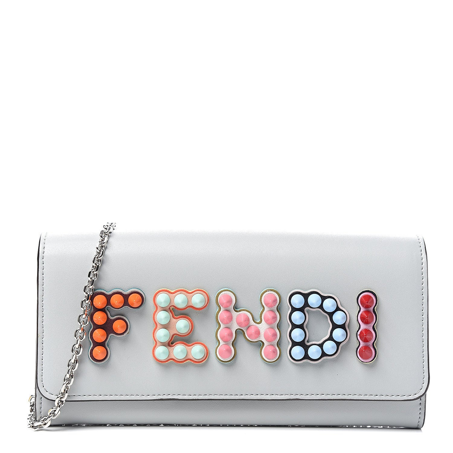 Fendi Vitello Liberty Fun Fair Studded Continental Wallet On Chain ...