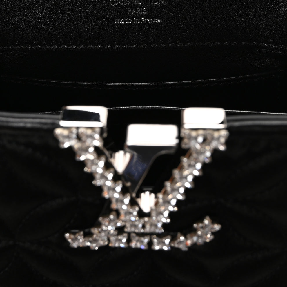 Louis Vuitton Satin Quilted Flower Crystal Mini Capucines Black 1816227 ...