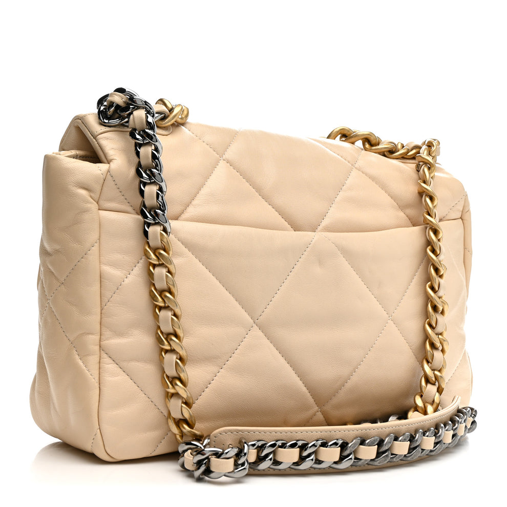Chanel Goatskin Quilted Large Chanel 19 Flap Beige 1782450 – FASHIONPHILE