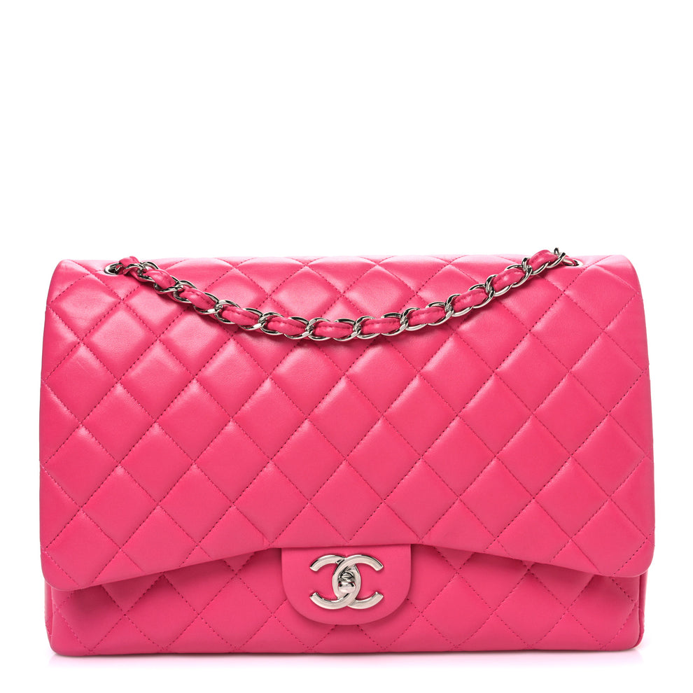 Chanel Lambskin Quilted Maxi Double Flap Fuchsia 1790634 – FASHIONPHILE