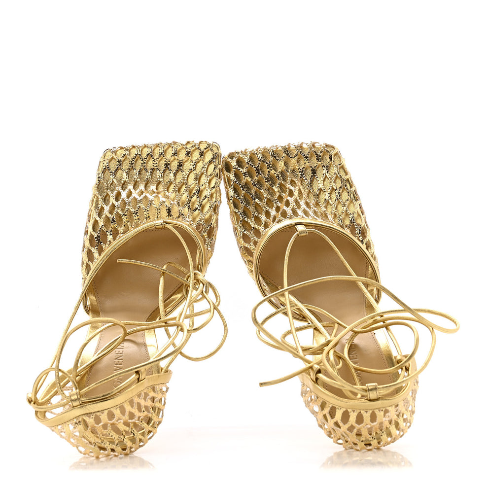 Bottega Veneta Mesh Nappa Stretch Ankle Tie 90mm Sandals 37 Gold ...