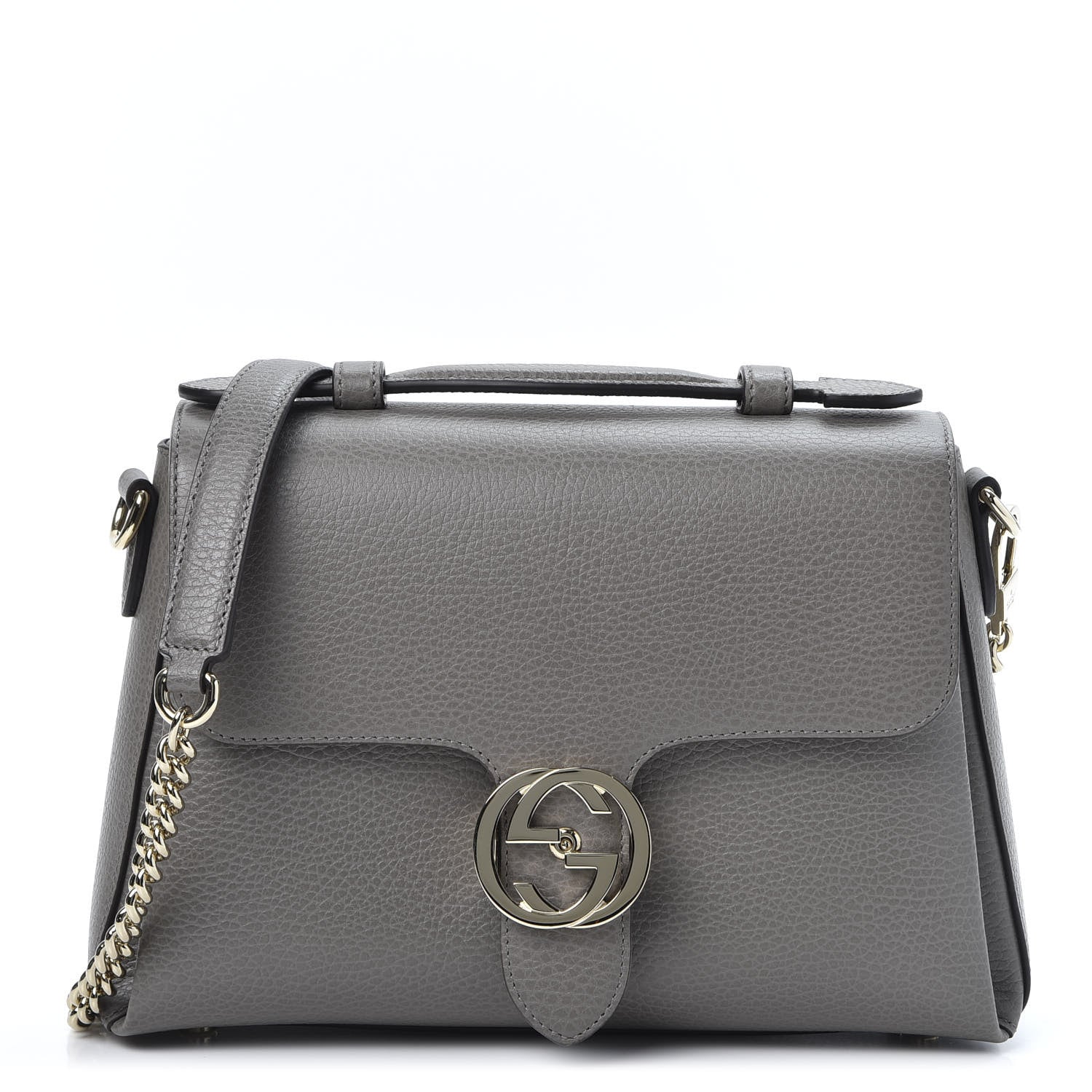 Gucci Dollar Calfskin Interlocking G Top Handle Shoulder Bag Loess ...