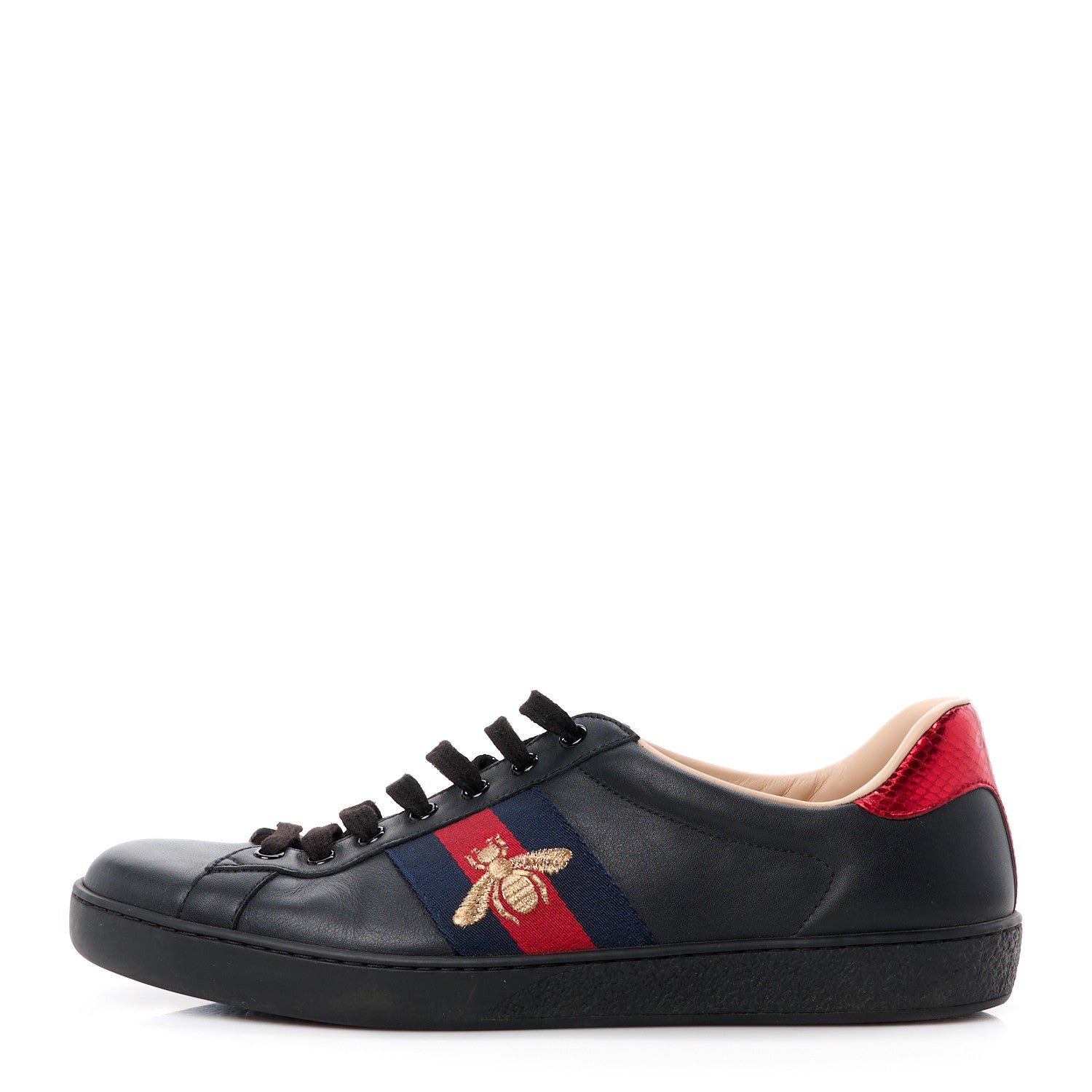 Gucci Miro Soft Calfskin Laminated Ayers Web Bee Embroidered Mens Ace ...