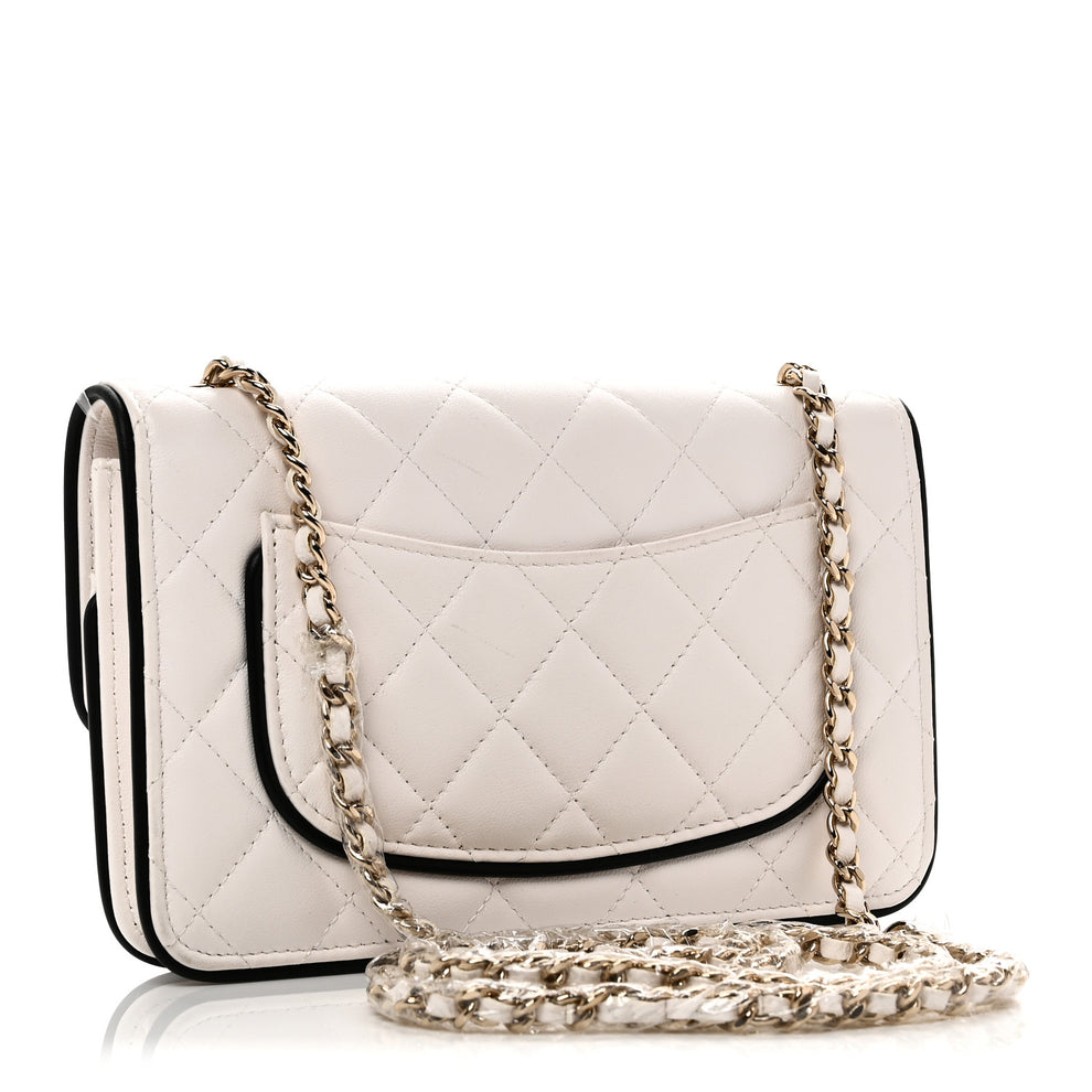 Chanel Lambskin Quilted Resin CC Mini Flap Bag White Black 1881680 ...