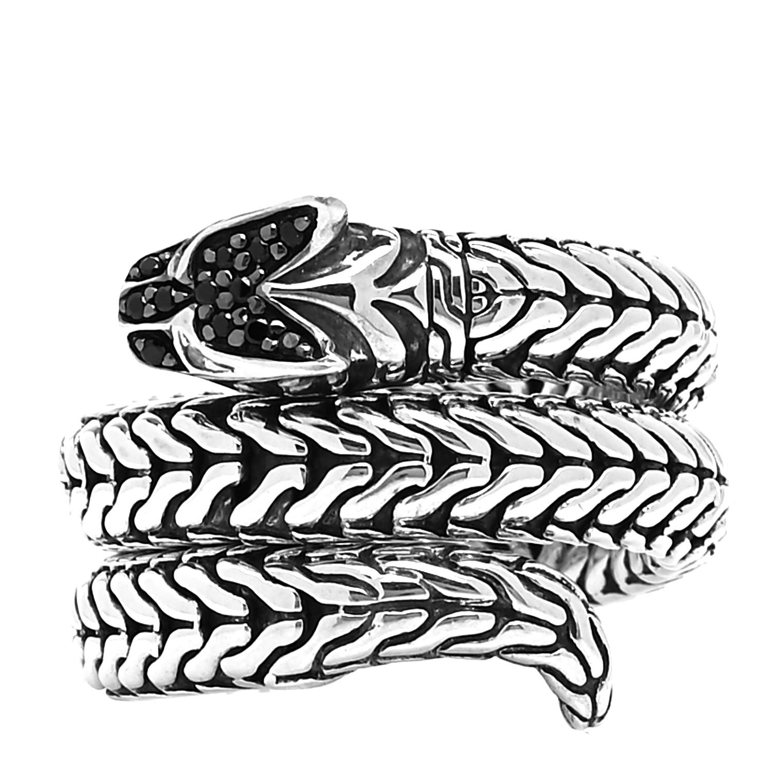 John Hardy Sterling Silver Black Sapphire Naga Dragon Coil Ring 54 7 ...
