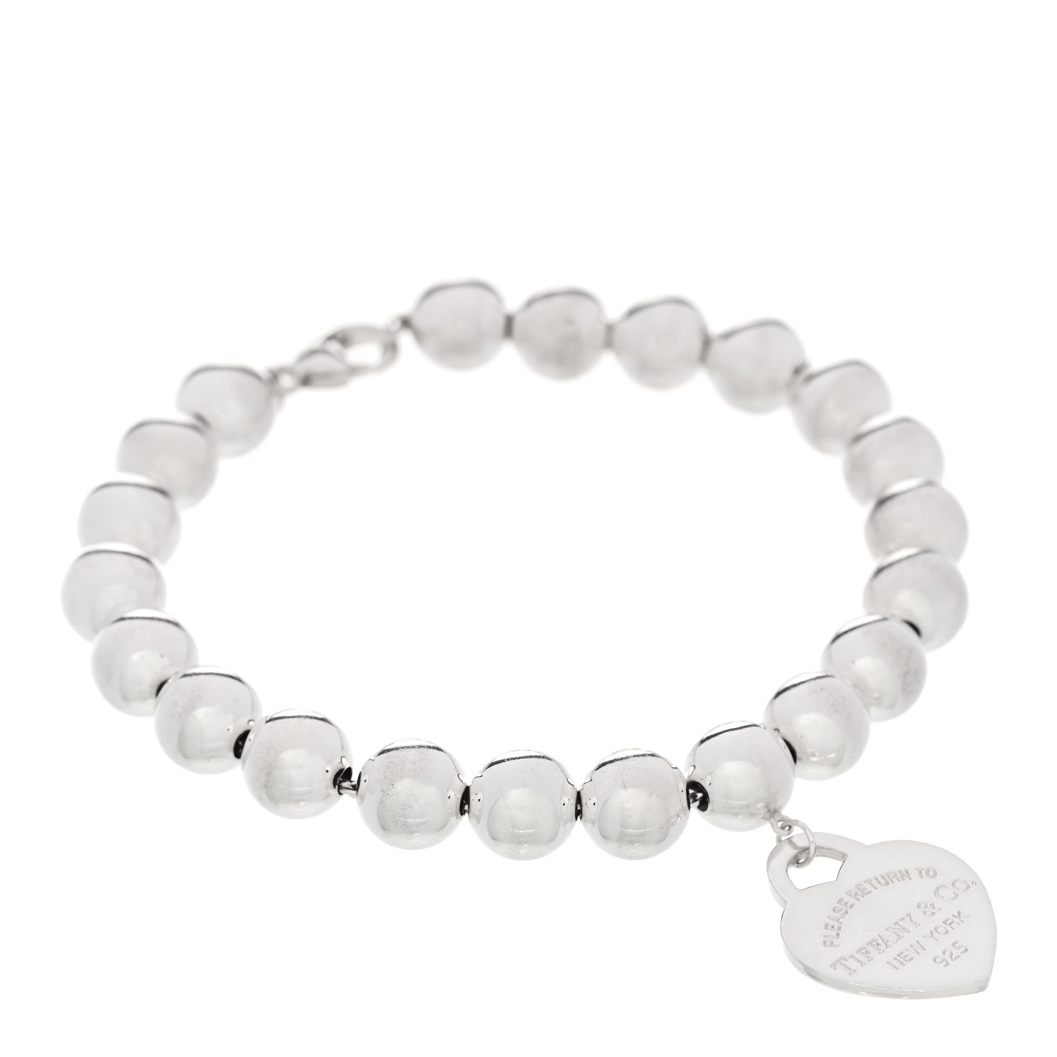 Tiffany Sterling Silver 8mm Return To Tiffany Heart Tag Bead Bracelet ...