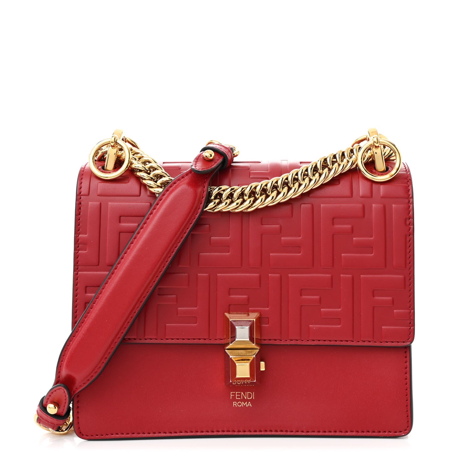 Fendi Vitello Liberty FF 1974 Embossed Small Kan I Shoulder Bag Fragola ...