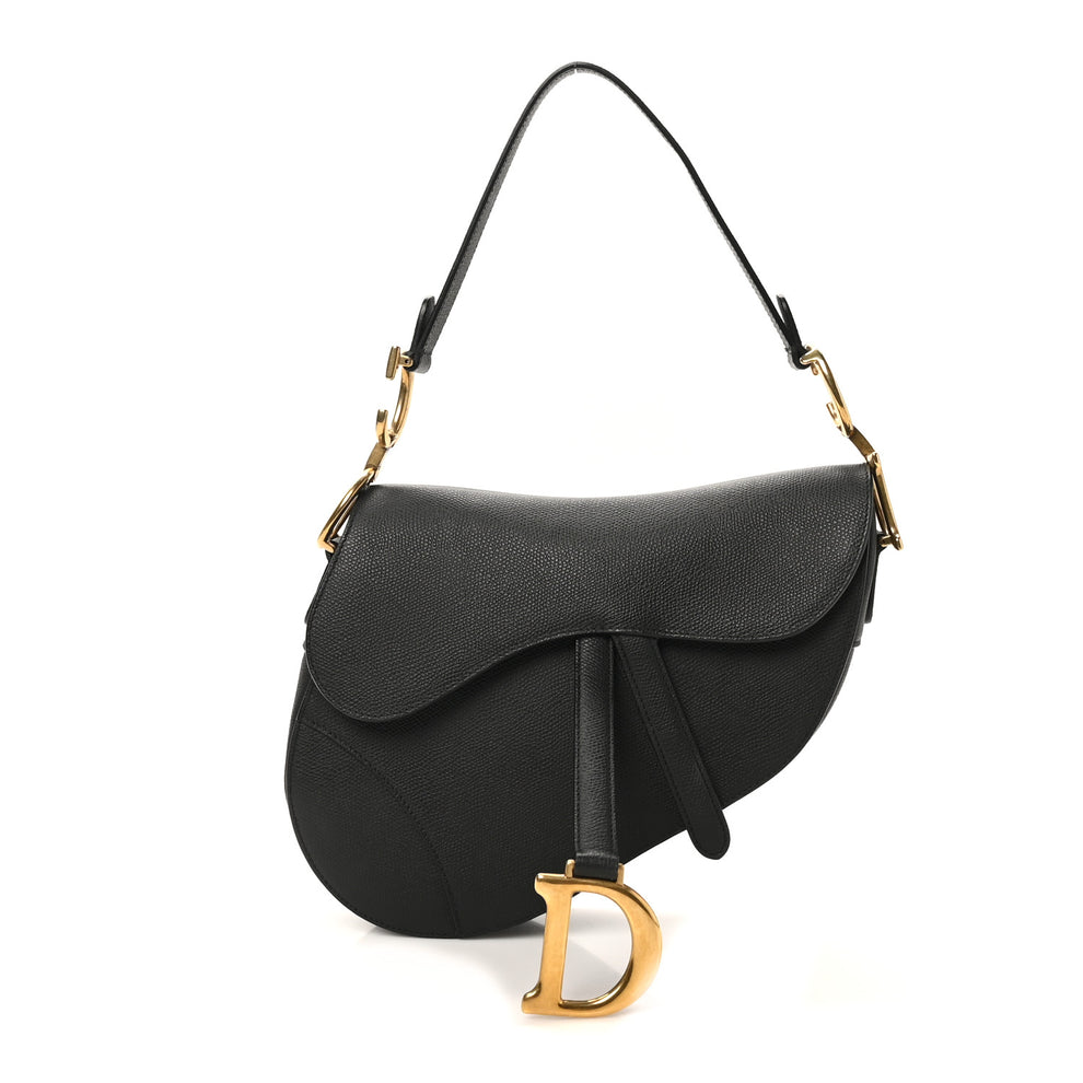 Christian Dior Grained Calfskin Saddle Bag Black 1792139 – FASHIONPHILE
