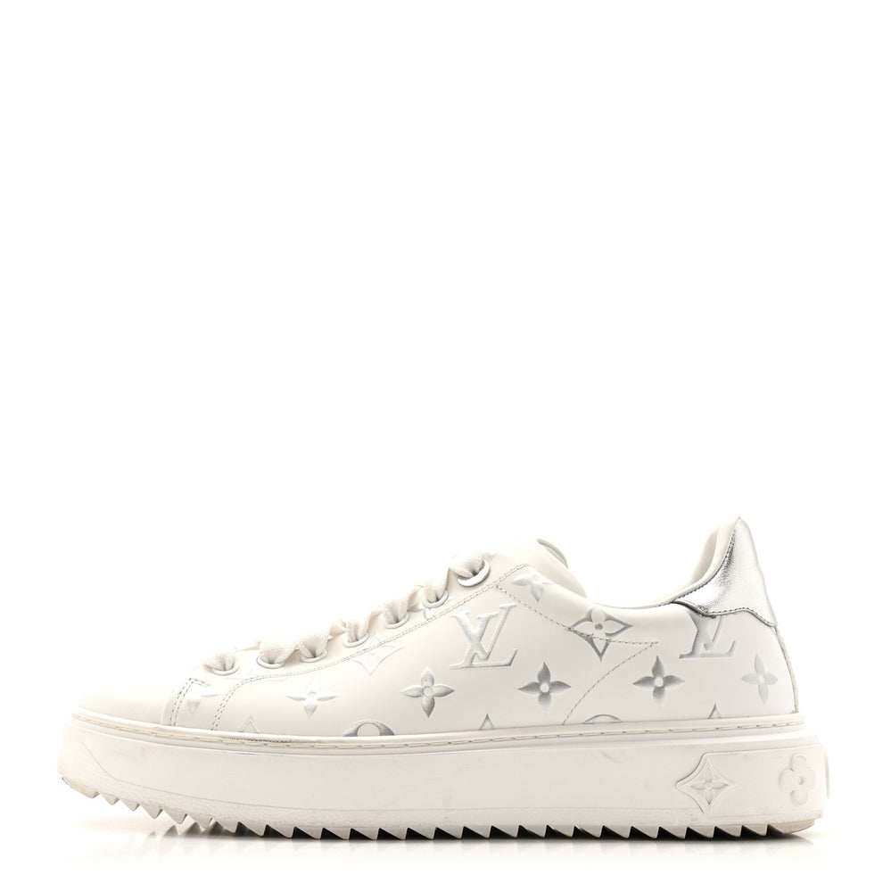 Louis Vuitton Calfskin Monogram Debossed Time Out Sneakers 38 White ...