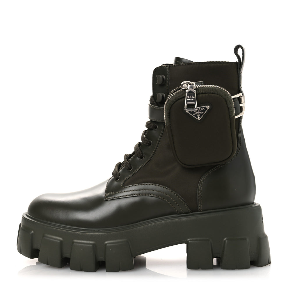 Prada Spazzolato Rois Re-Nylon Metal Triangle Logo Monolith Pouch ...