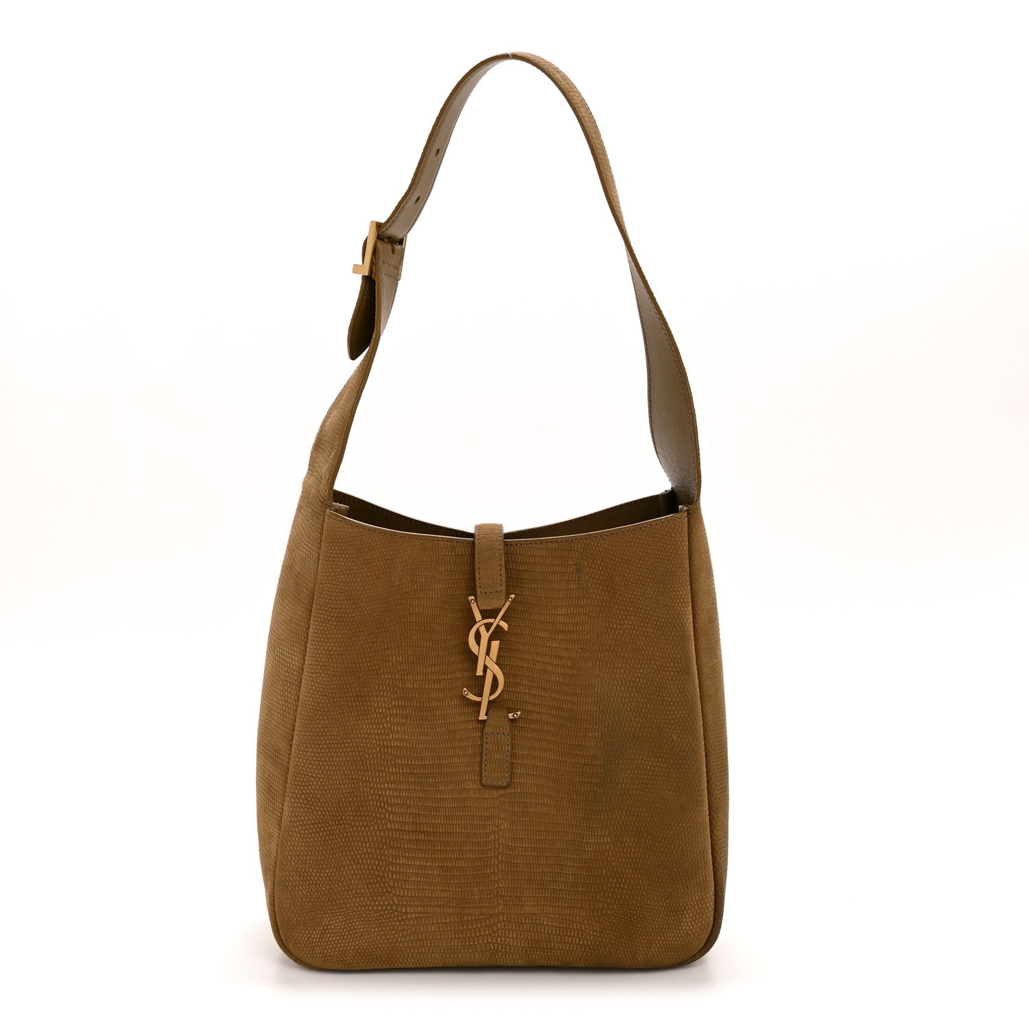 Saint Laurent Calfskin Lizard Embossed Small Le 5 A 7 Soft Hobo Dark ...