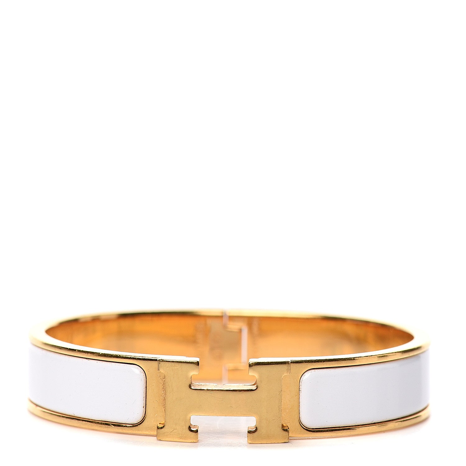 Hermes Enamel Narrow Clic Clac H Bracelet PM White 547102 – FASHIONPHILE