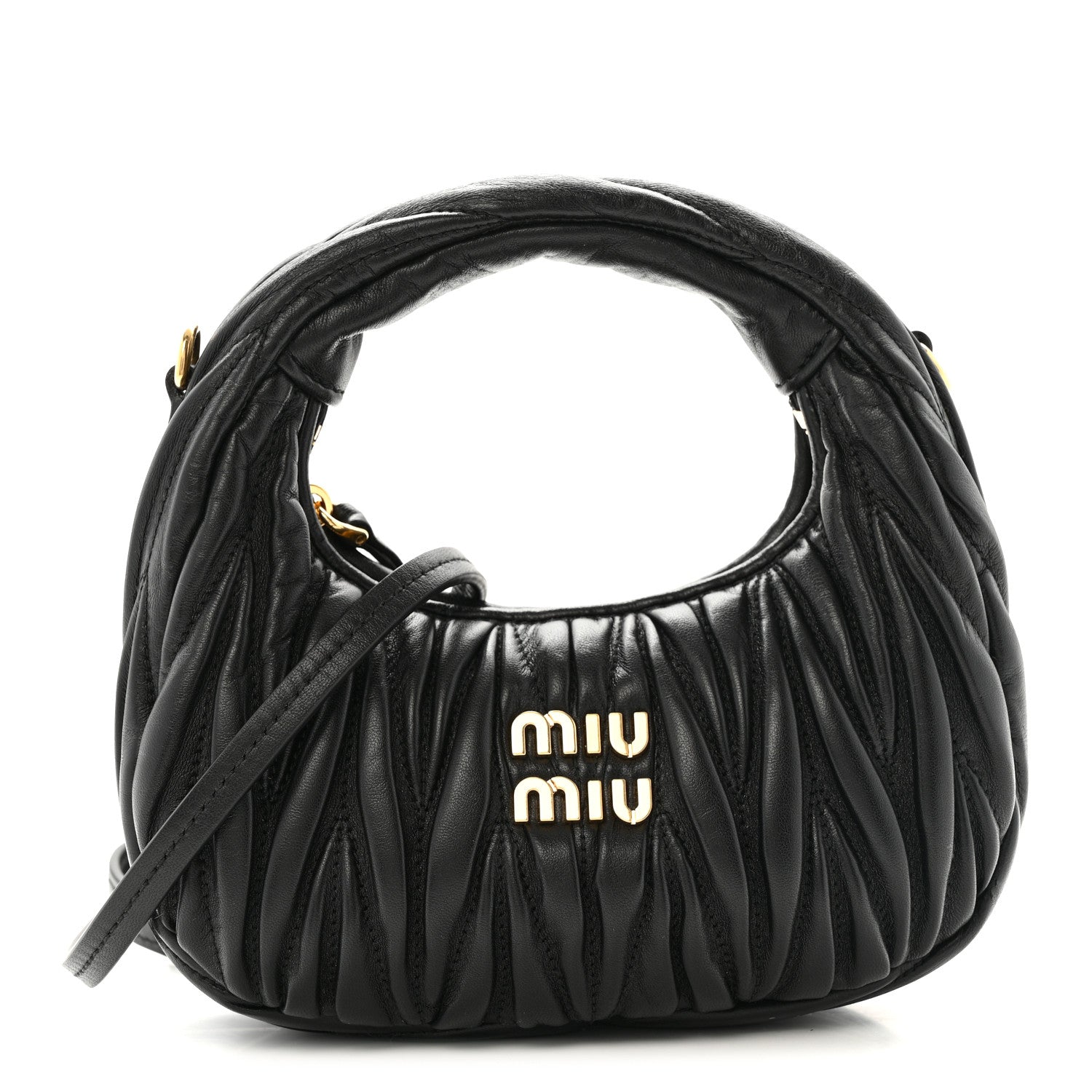 Miu Miu Nappa Matelasse Mini Wander Hobo Black 1784106 – FASHIONPHILE
