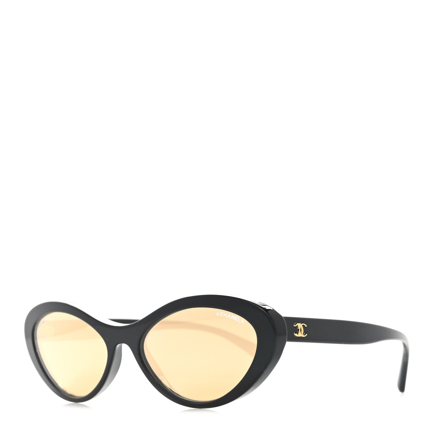 Chanel Acetate 24K Gold Mirror Oval Sunglasses 5416 Black 1135981 ...