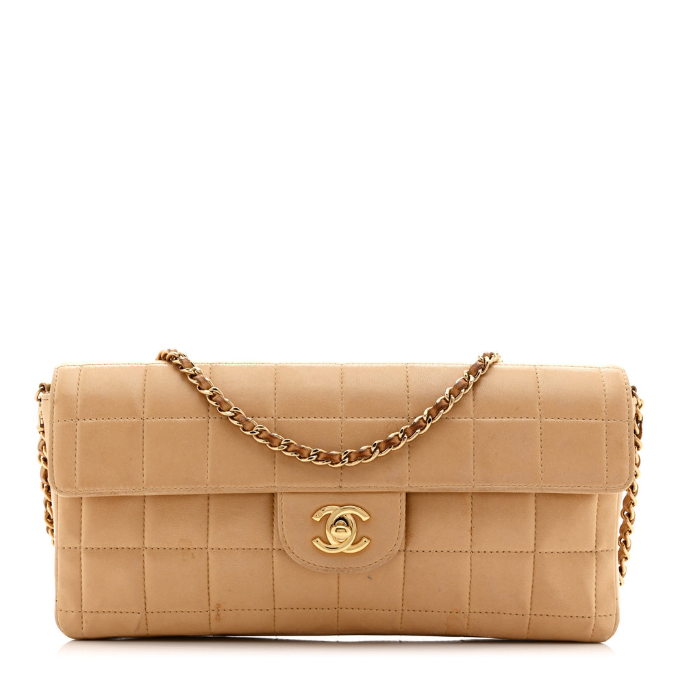 Chanel Lambskin East West Chocolate Bar Flap Beige 1773045 – FASHIONPHILE