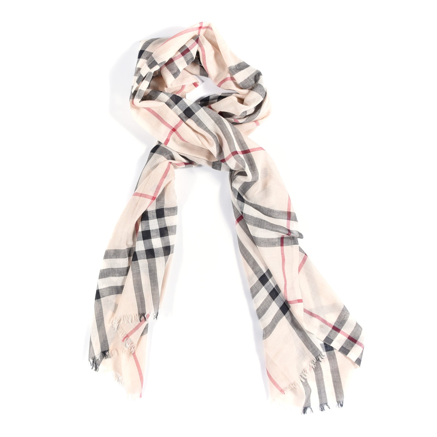 Burberry Wool Silk Gauze Giant Check Scarf Stone 785651 – FASHIONPHILE