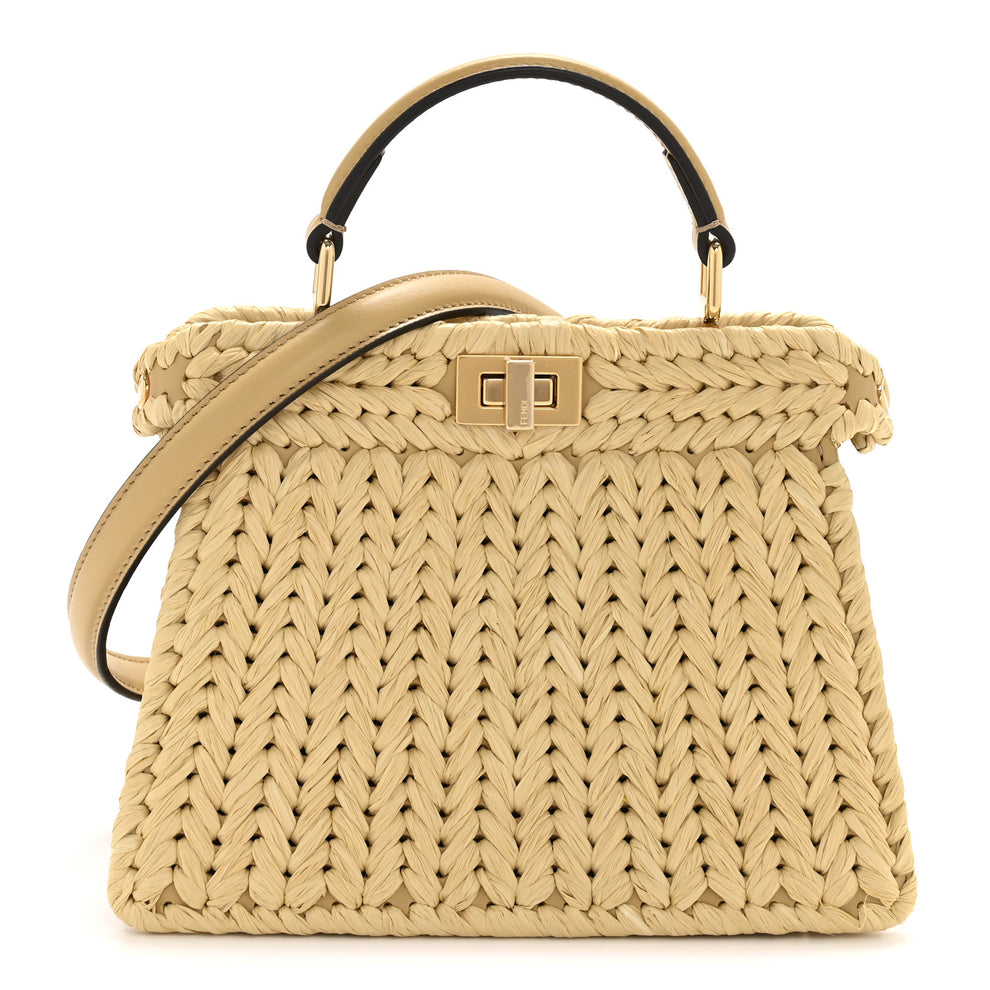 Fendi Paglia Vitello King Nappa Woven Petite Peekaboo I SEE U Satchel ...
