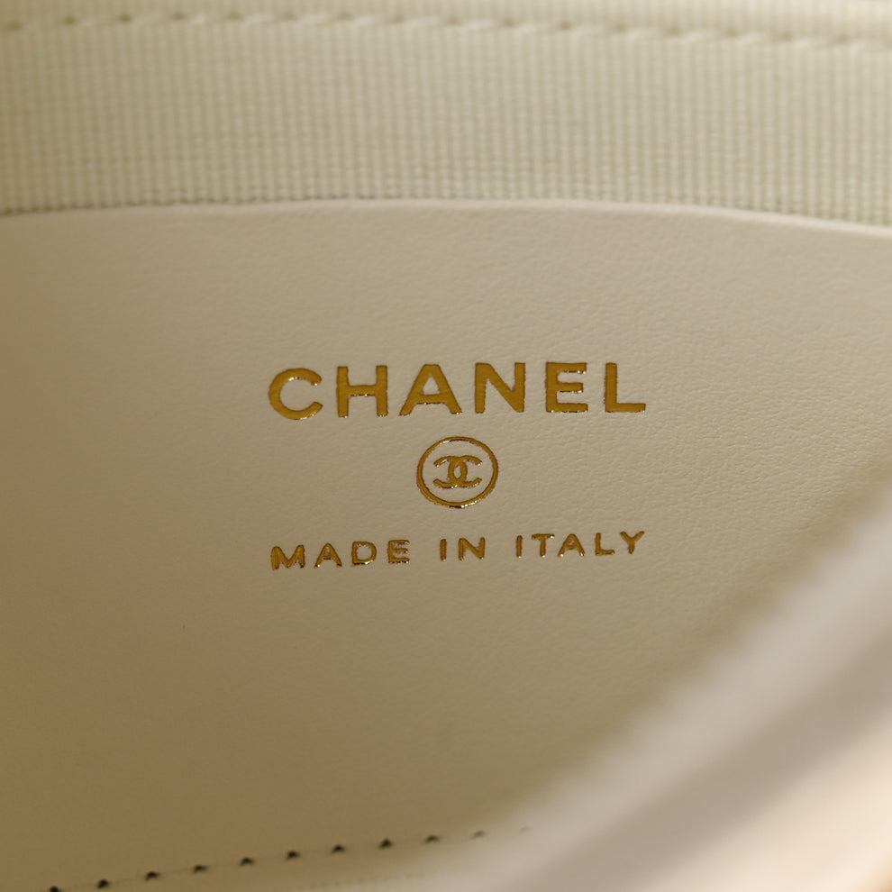 Chanel Lambskin Quilted Chain Around Top Handle Mini Bag White 1792897 ...